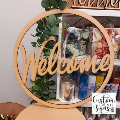 Welcome Sign Round Wooden Sign - Custom Event Signs